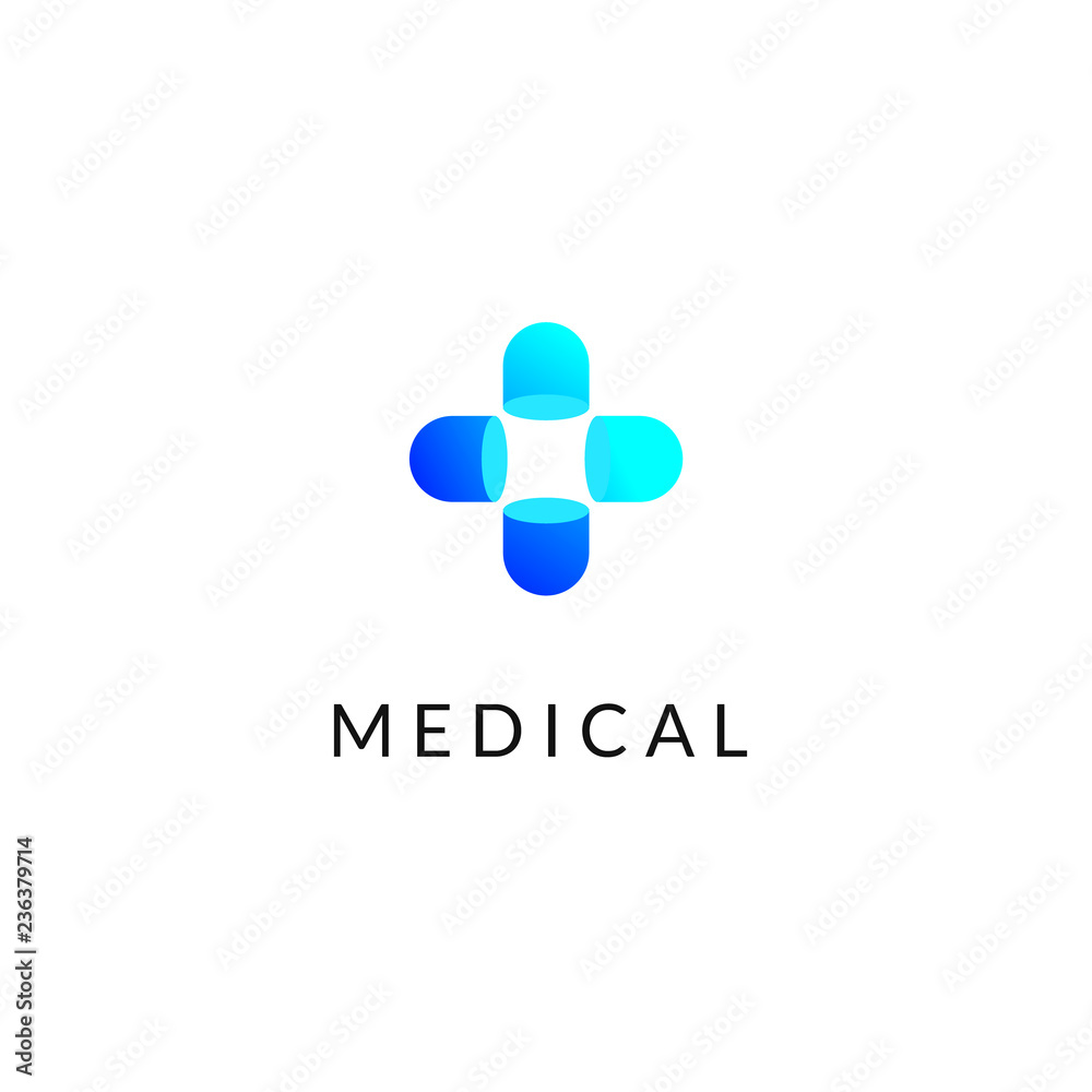 Flat medicine icon blue and green gradient emblem logo, web online ...