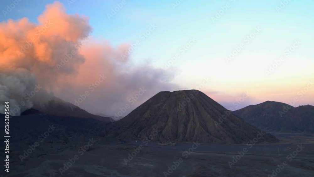 Mt Bromo volcano summit erupting delta mud flows Java National Park ...