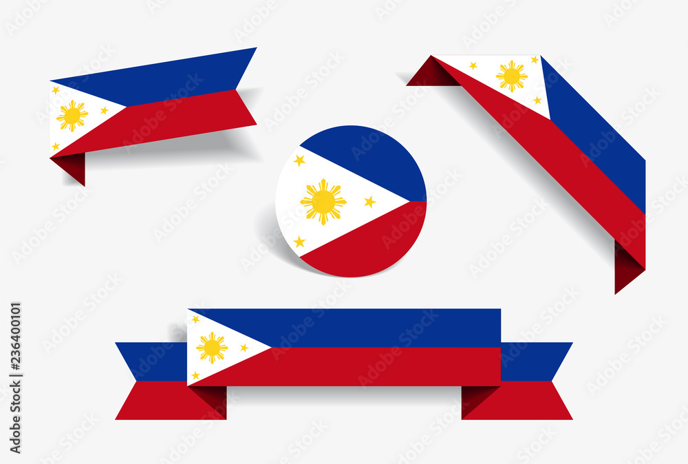 Philippines flag stickers and labels. Vector illustration. Stock Vector ...