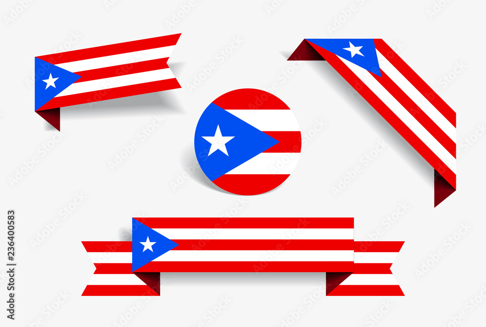 Puerto Rican flag stickers and labels. Vector illustration. Stock ...