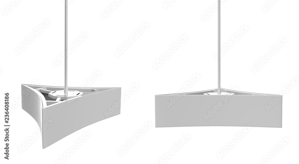 Ceiling Dangler Hardware Holds Three Graphic Panels. 3d illustration ...