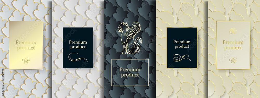Luxury Premium design. Vector set packaging templates with different ...