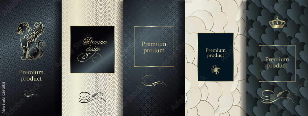 Luxury Premium design. Vector set packaging templates with different ...