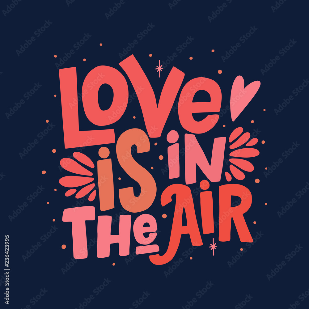 Love is in the air vector lettering clip art isolated on white ...