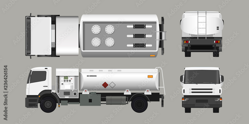 Air fuel truck. Front, side, top and back view. Maintenance of aircraft ...