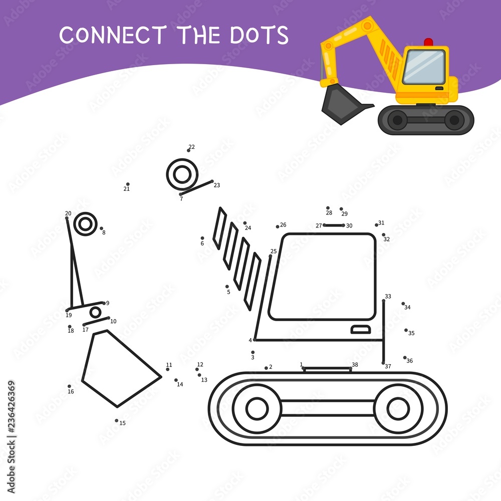 Educational game for kids. Dot to dot game for children. Cartoon ...