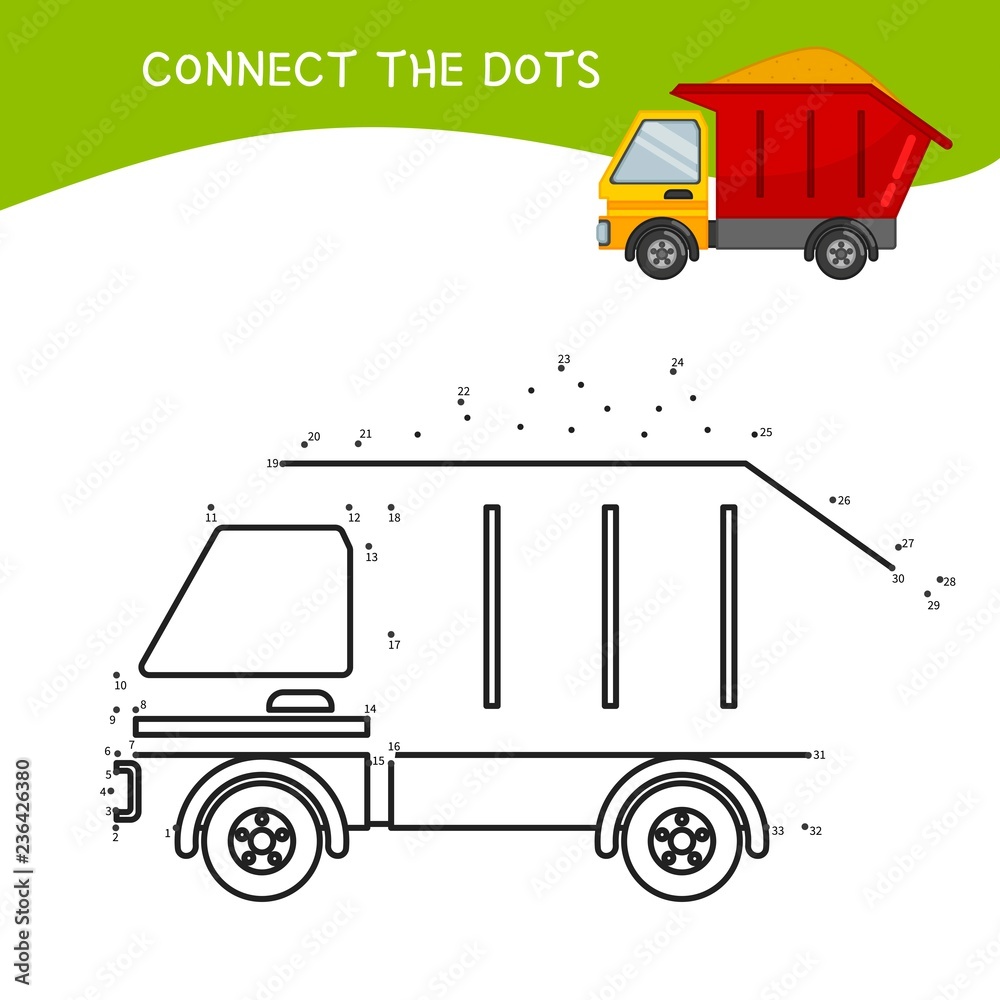 Educational game for kids. Dot to dot game for children. Cartoon ...