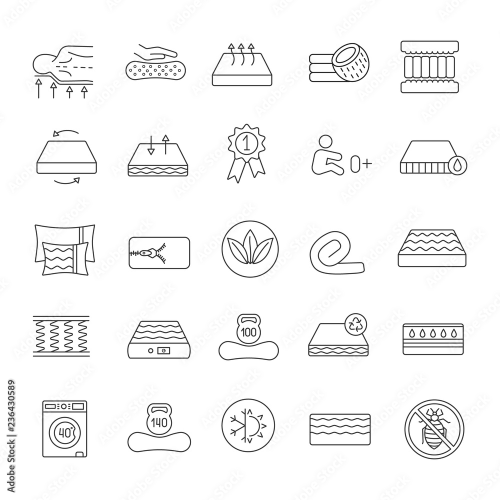 Mattress linear icons set Stock Vector | Adobe Stock