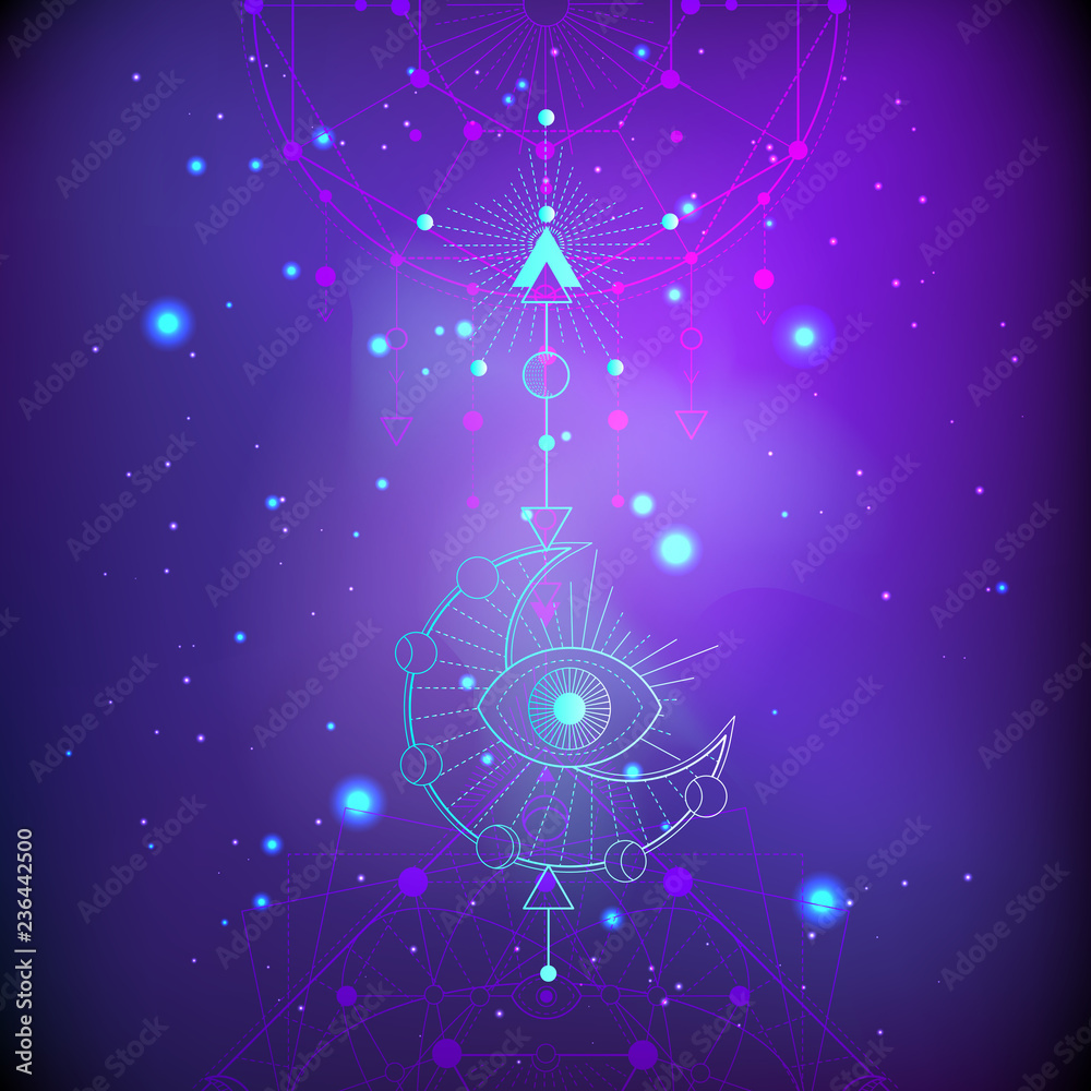Vector illustration of Sacred or mystic symbol on abstract background ...