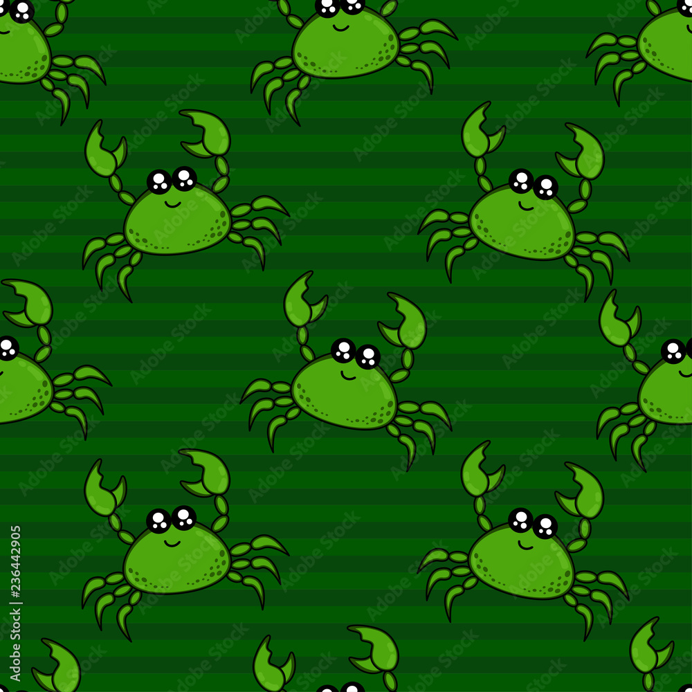 Cute kids crab pattern for girls and boys. Colorful crab on the ...