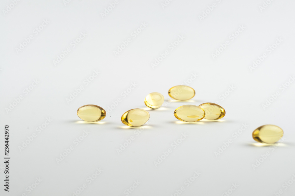 fish oil omega3 capsules biologically active additive on a light ...