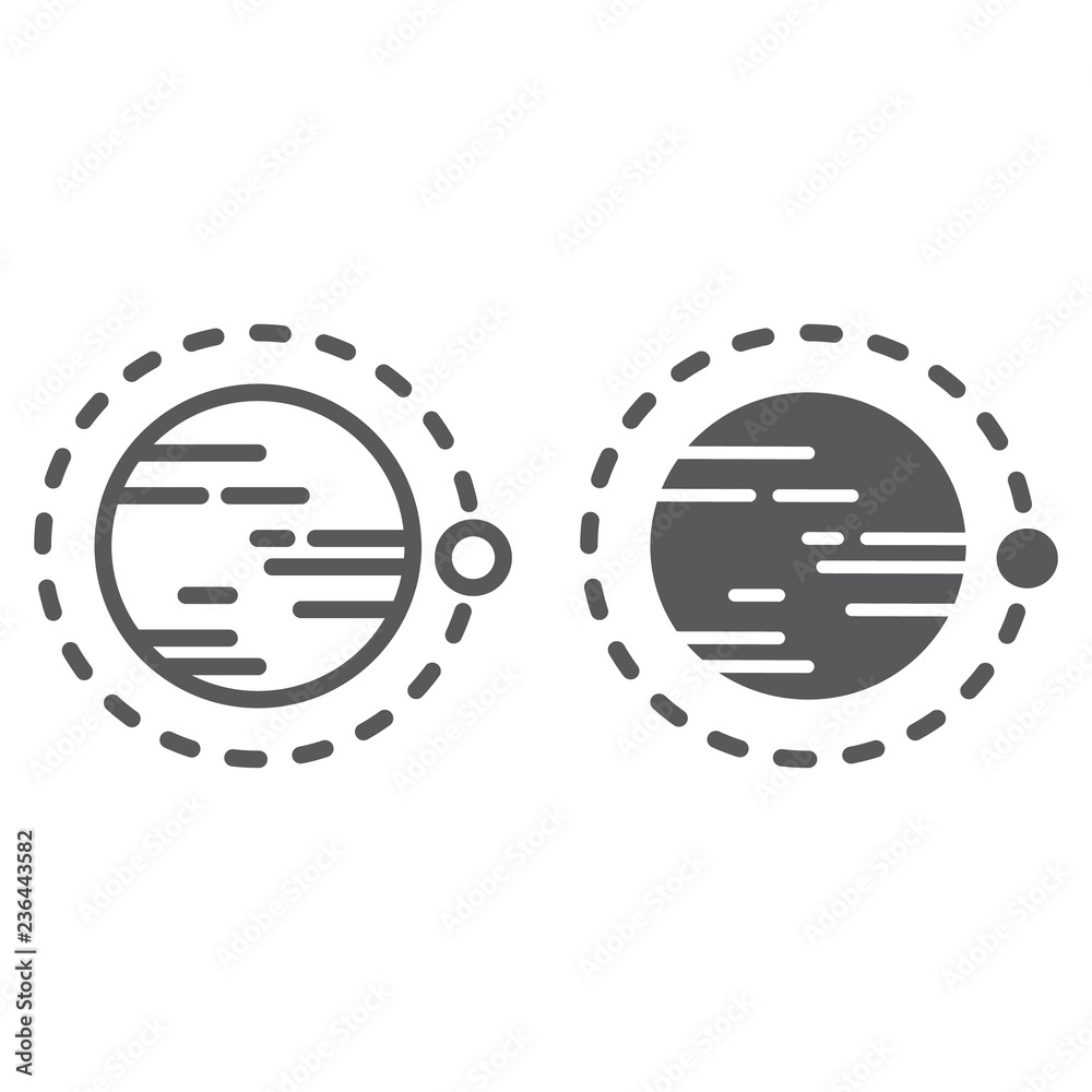 Orbit line and glyph icon, cosmos and space, circle sign, vector ...