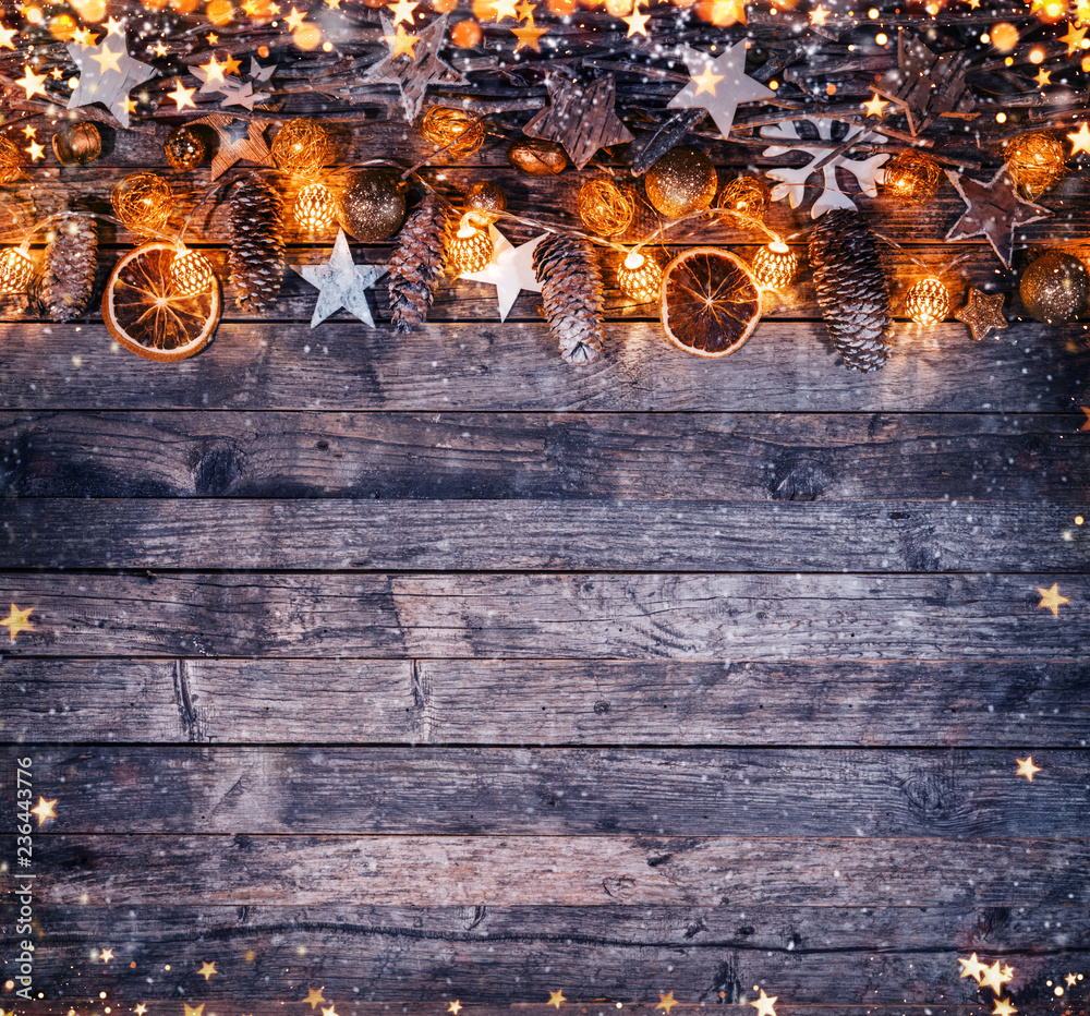 Decorative Christmas rustic background Stock-Foto | Adobe Stock