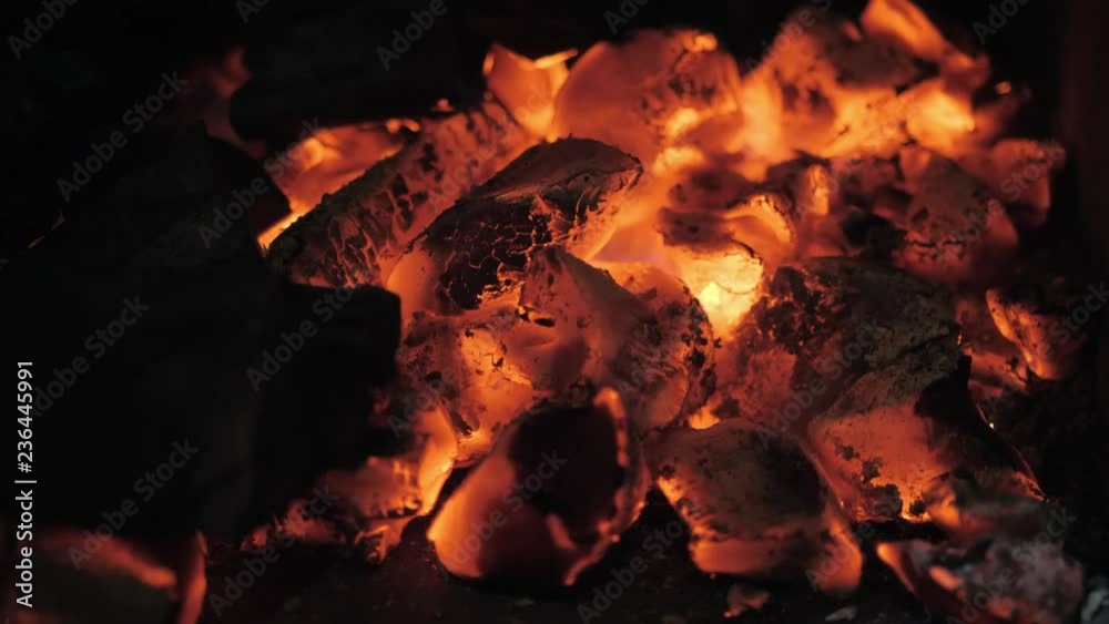Vidéo Stock Flames and red embers Argentine grill. Fire and grill ...