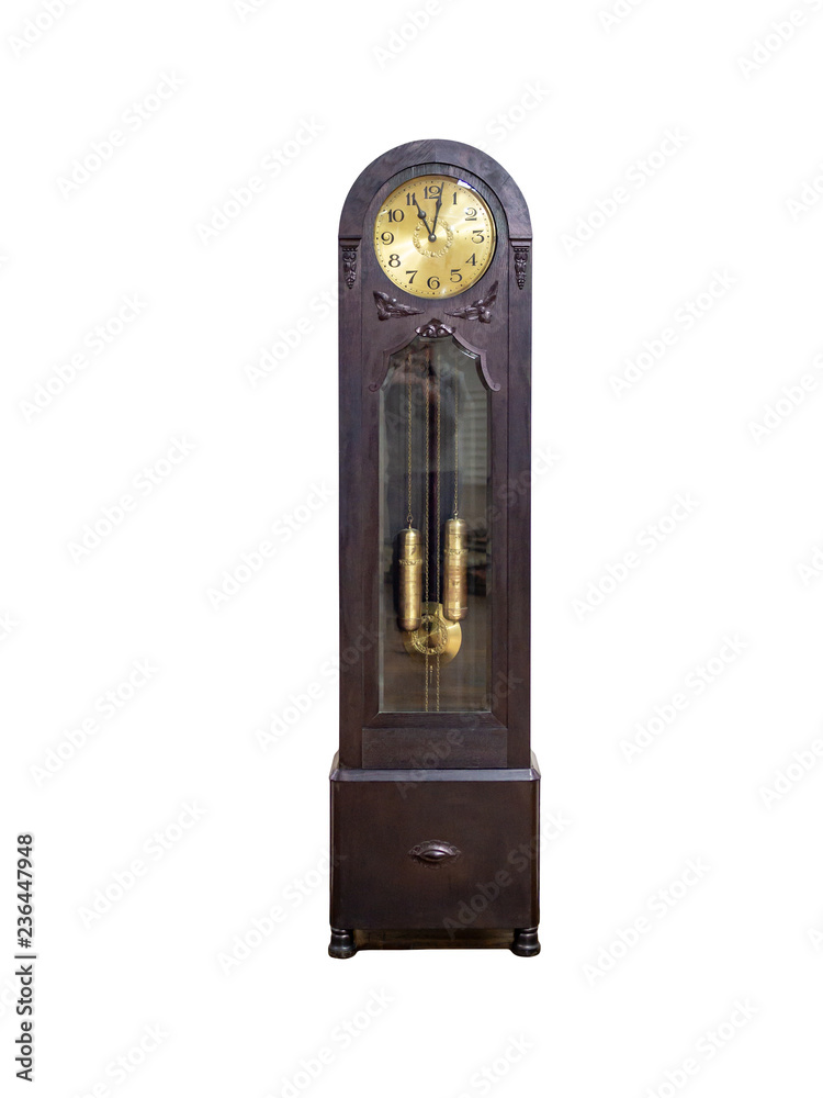 Old-fashioned Grandfather Clock isolated on white backgroud Stock Photo ...