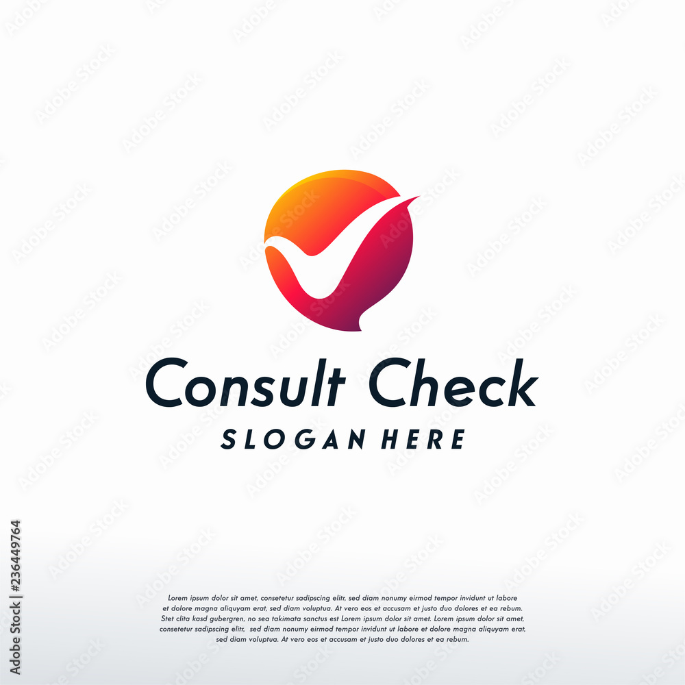 Consult Check logo designs vector, Safe Chat logo template, logo symbol ...