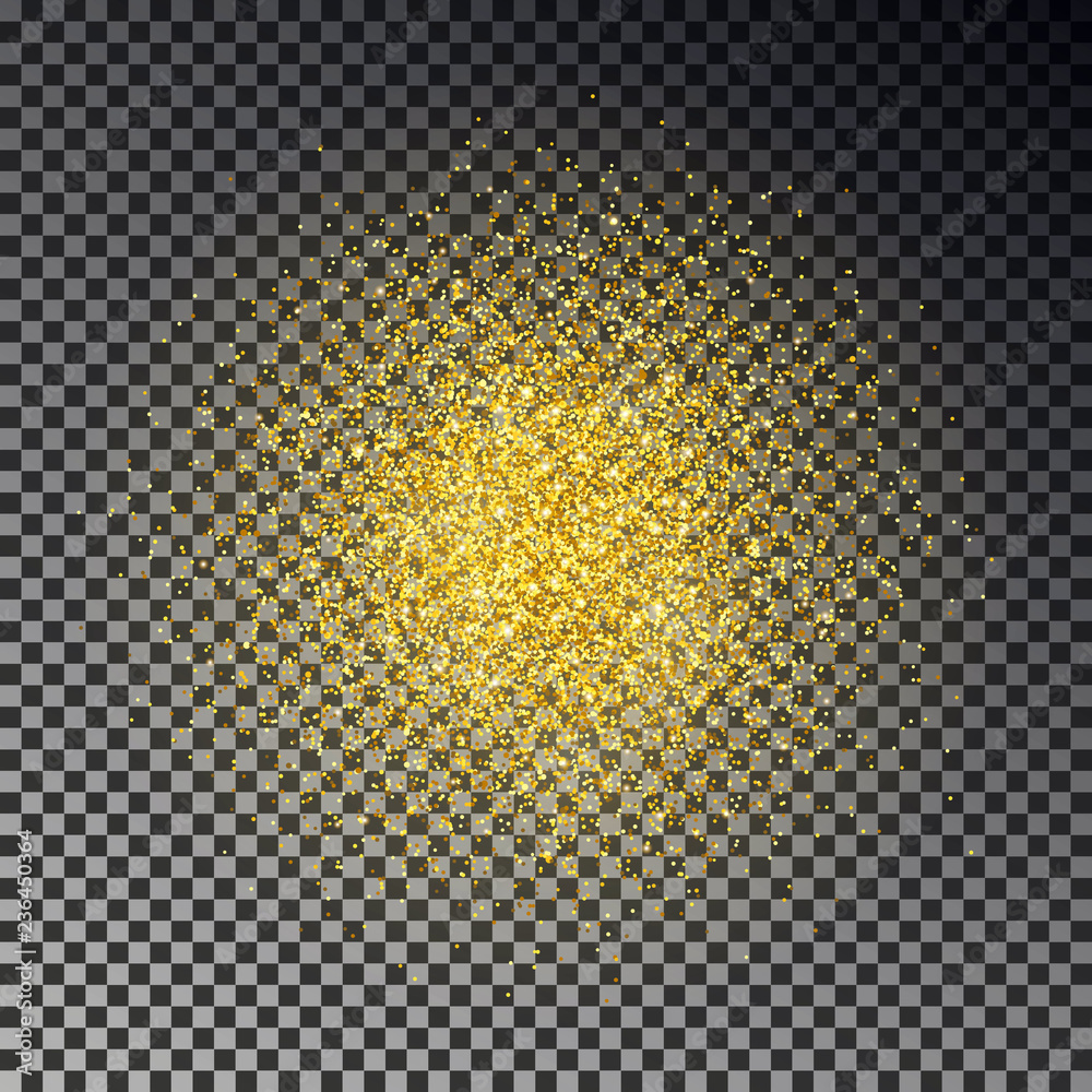 Gold glitter spray vector. Golden sparkles isolated on transparent ...