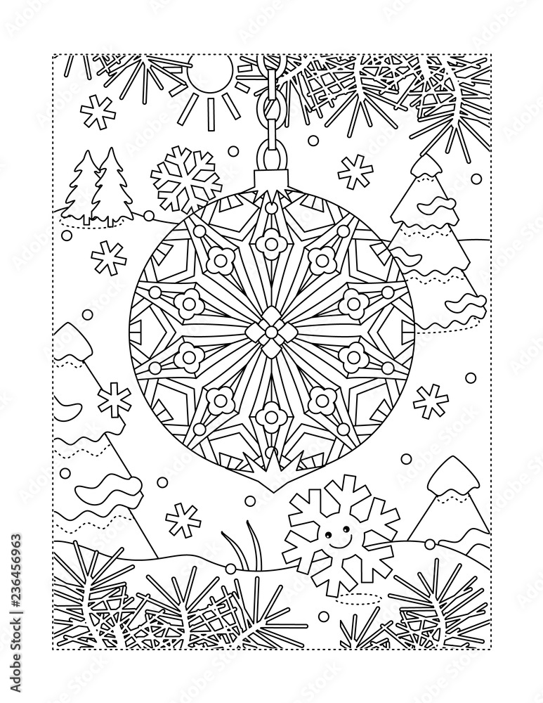 Winter holidays joy themed coloring page with beautiful christmas ...