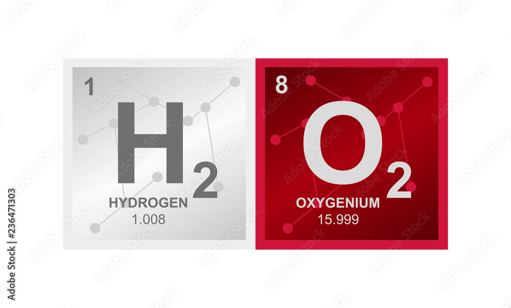 Vector symbol of hydrogen peroxide H2O2 compound consisting from ...