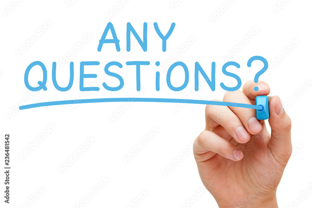 Any Questions Handwritten With Blue Marker Stock Photo | Adobe Stock