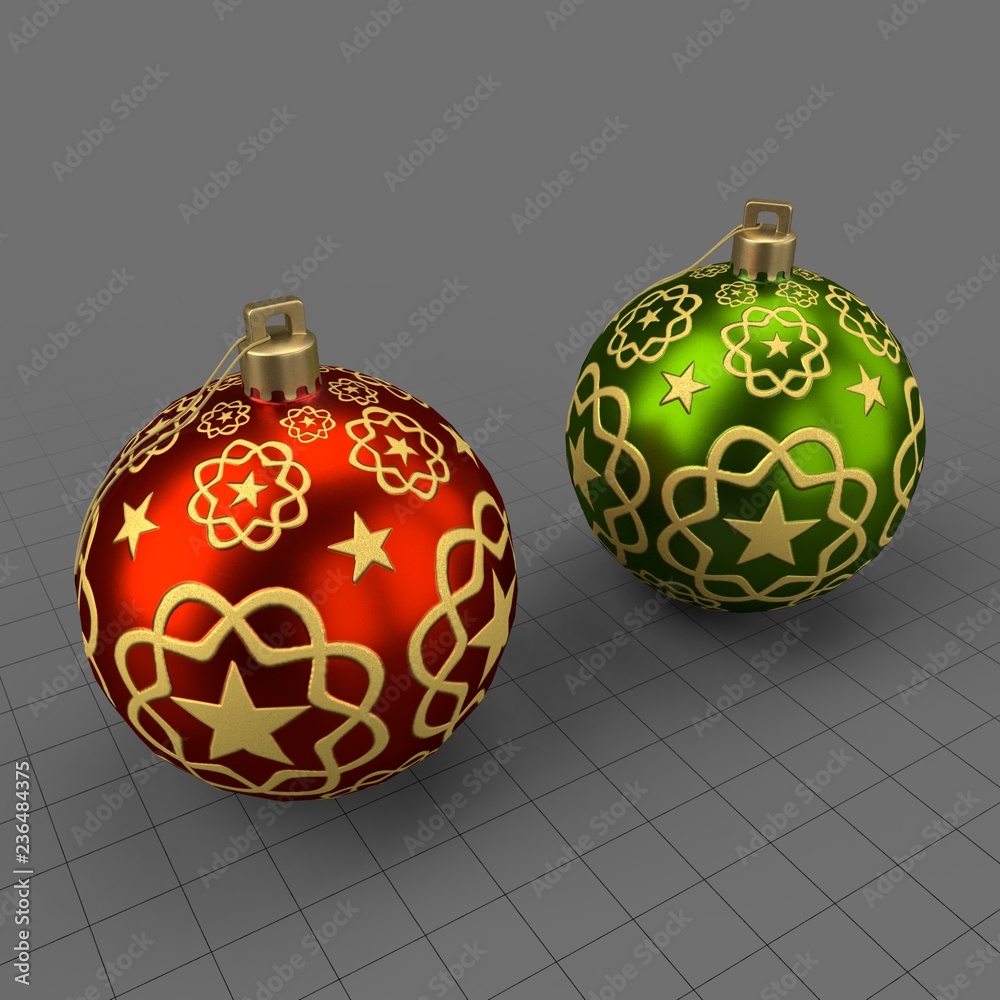 Star pattern Christmas ornament set Stock 3D asset | Adobe Stock