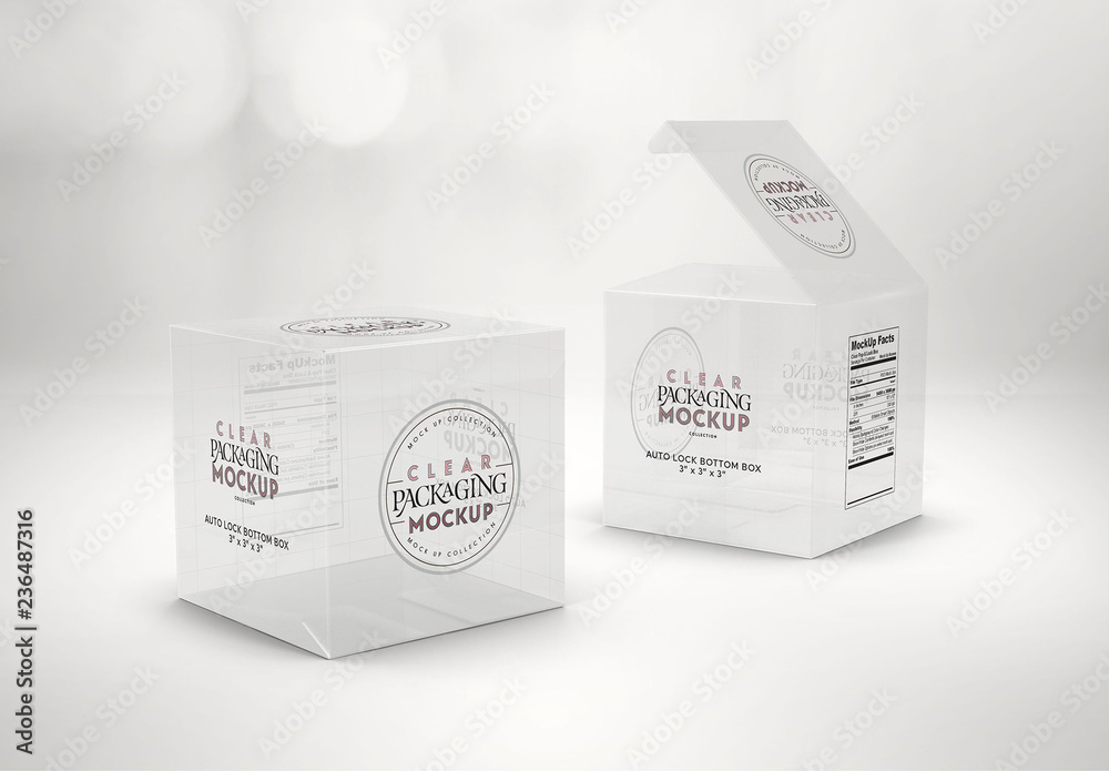 2 Clear Square Boxes Mockup Stock Template | Adobe Stock