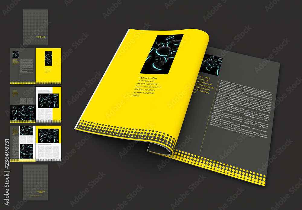 Yellow and Gray Brochure Layout with Dot Pattern Stock Template | Adobe ...