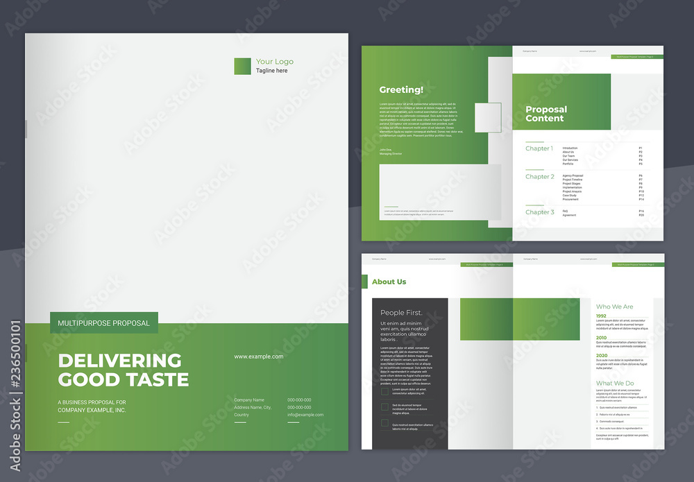 Green Gradient Proposal Layout Stock Template | Adobe Stock Green Gradient Proposal Layout Stock Template | Adobe Stock