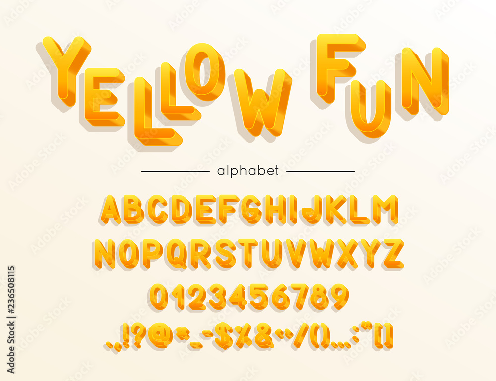 Vector Yellow Fun font and alphabet. Type with colorful letters ...