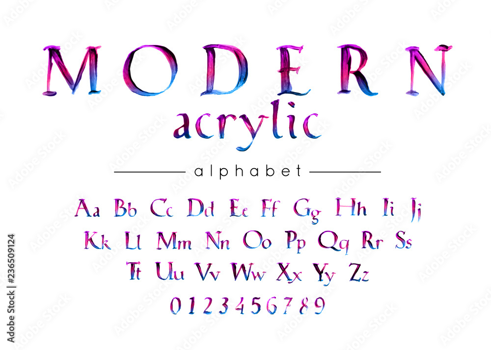 Modern acrylic handwritten alphabet. Stylish lettering font uppercase ...