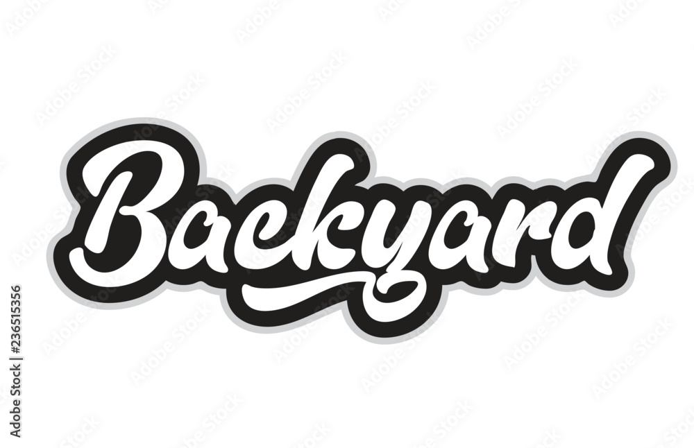 black and white backyard hand written word text for typography logo ...