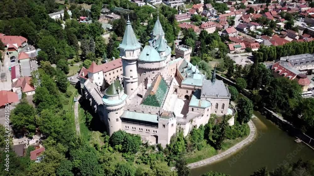 Drone HD quality of Fairytale castle Bojnice Slovakia. Almost 360 video ...