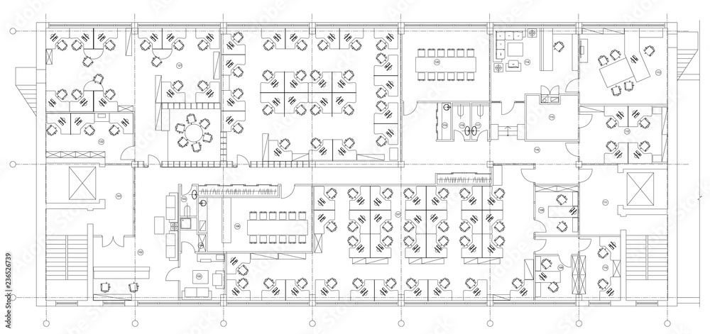 Standard office furniture symbols set used in architecture plans ...