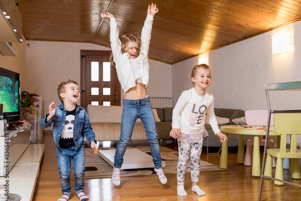 kids having fun at home Stock Photo | Adobe Stock