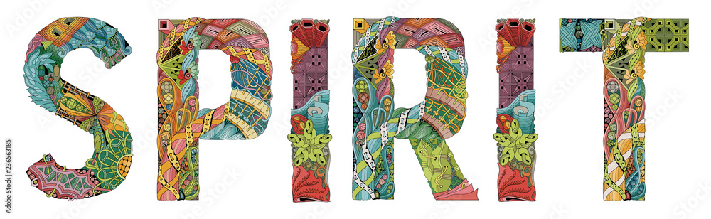 Word SPIRIT. Vector zentangle object for decoration Stock Vector ...