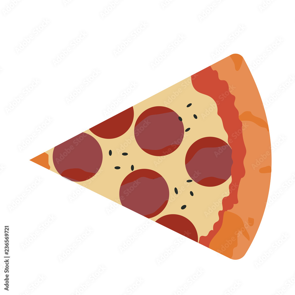 Vetor image of pizza slice in the technique of flat drawing Stock ...