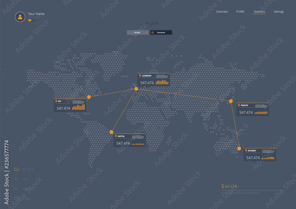 World Map Infographics Elements Vector Illustration Stock Vector ...