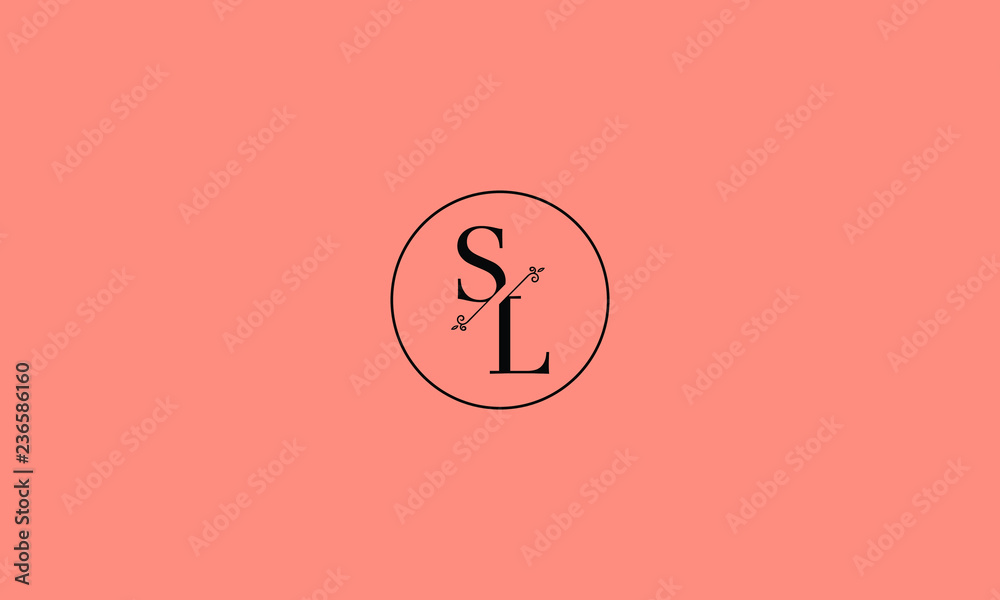 LETTER S AND L FLOWER LOGO WITH CIRCLE FRAME FOR LOGO DESIGN OR ...