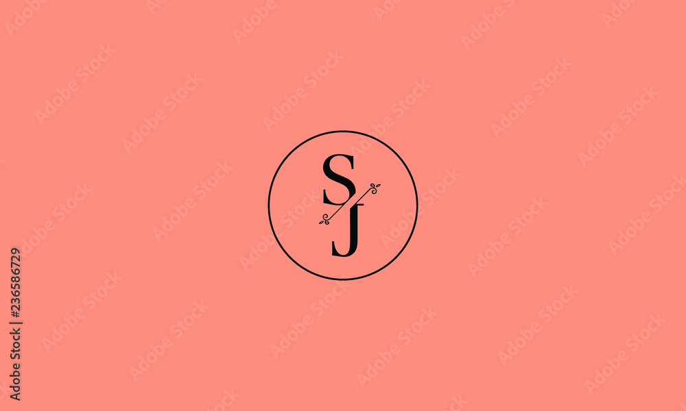 LETTER S AND J FLOWER LOGO WITH CIRCLE FRAME FOR LOGO DESIGN OR ...