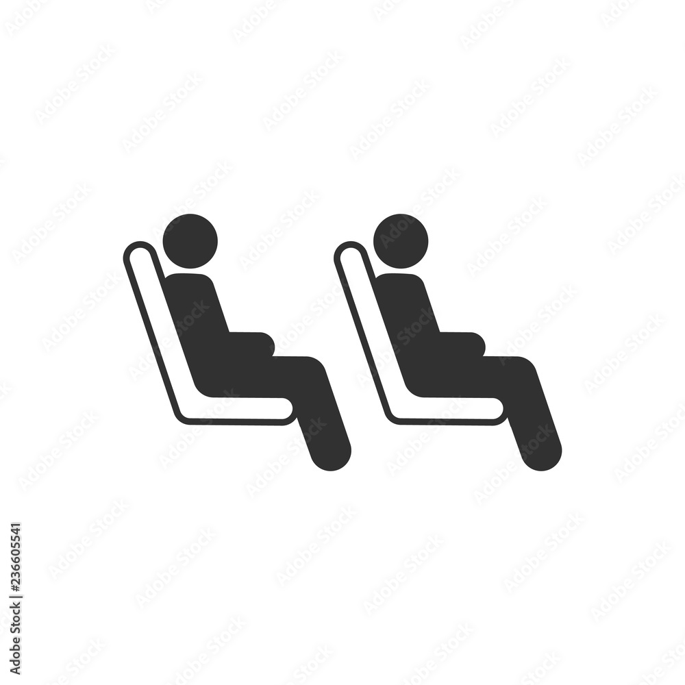 Three passenger seating in the row in public transportation. vector ...