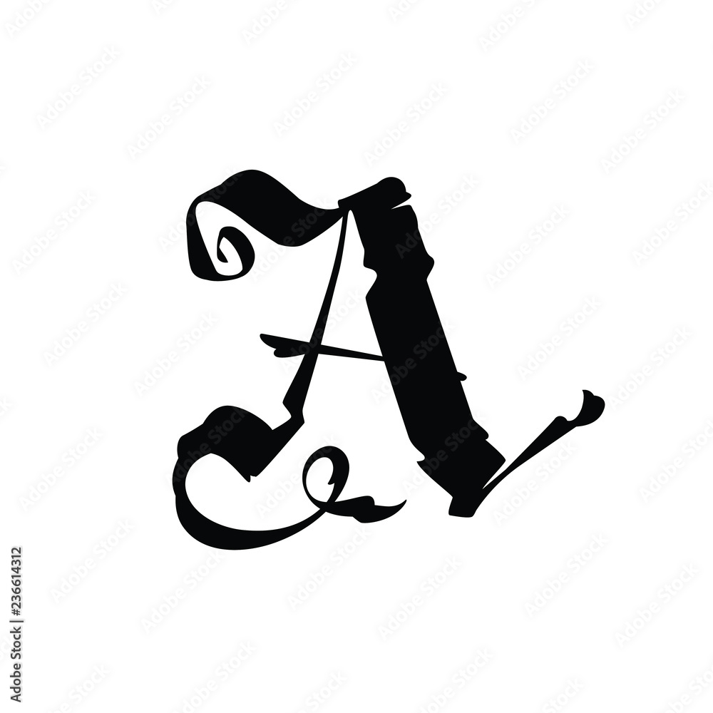 The letter A in the Gothic style. Vector. Latin capital letter symbol A ...