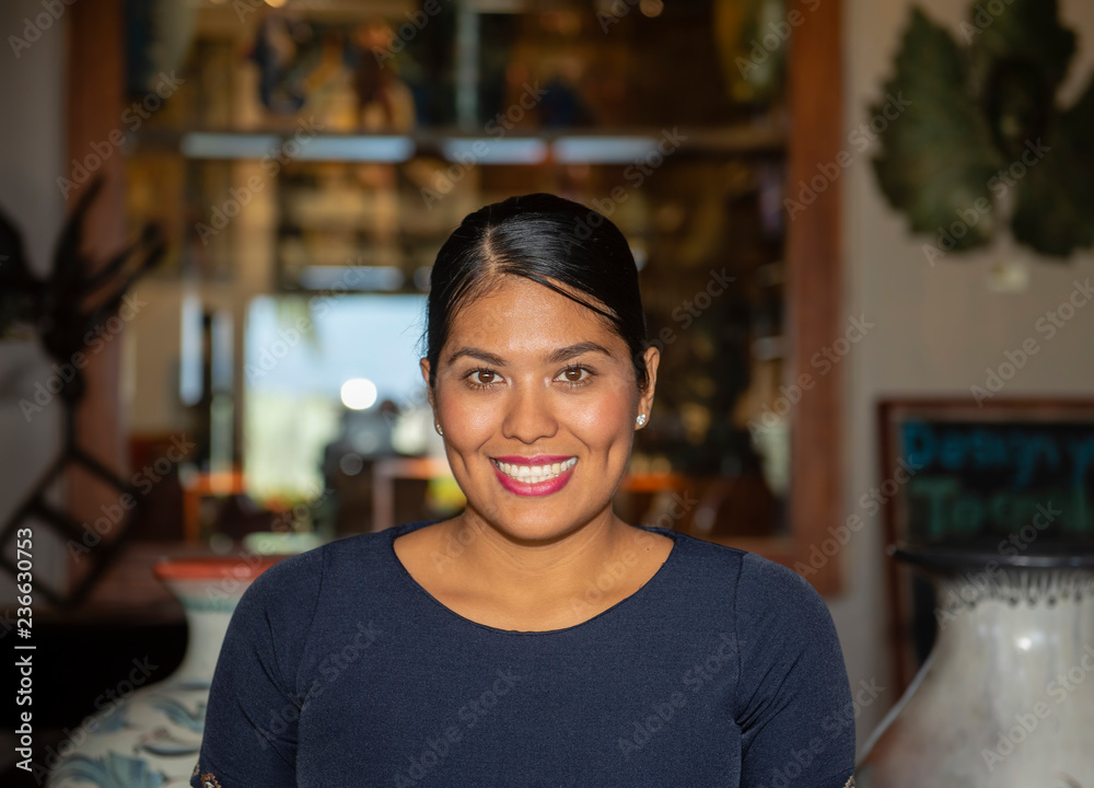 Happy, Smiling, Friendly & Beautiful Mexican Woman Working in a Resort ...