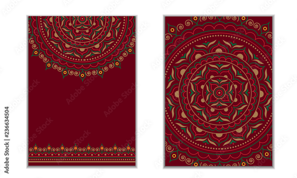 Mandala Invitation card-Maroon Stock Vector | Adobe Stock