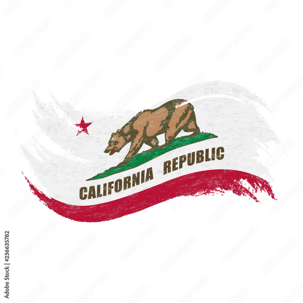 National Flag Of California, Designed Using Brush Strokes Isolated On A ...
