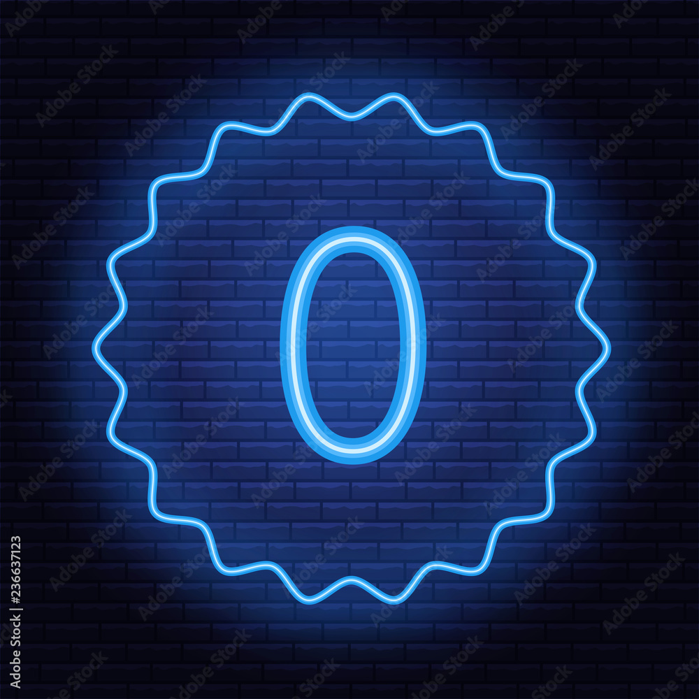 Neon number, symbol, sign. Light banner, icon. Vector illustration of ...