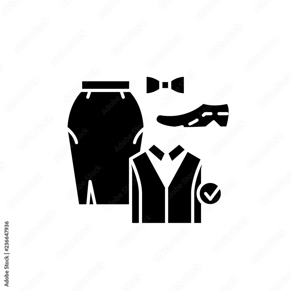 Office dresscode black icon, concept vector sign on isolated background ...