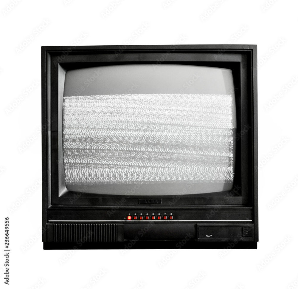 Old tv disconnected showing noise Stock Photo | Adobe Stock