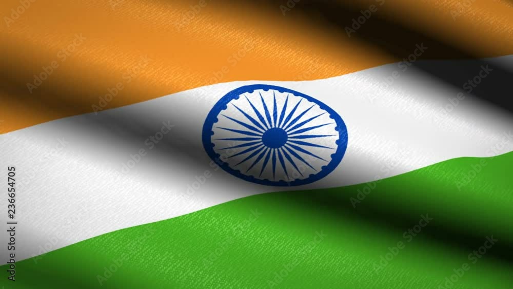 India Flag Waving Textile Textured Background. Seamless Loop Animation ...