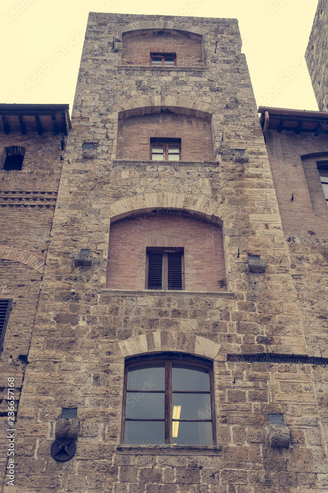 Spectacular stone build facade of a medieval building. ภาพถ่ายสต็อก ...