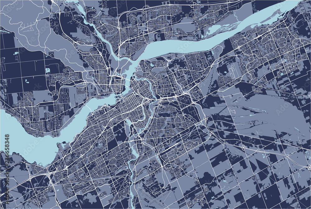 Map of the city of Ottawa, Ontario, Canada Stock Vector | Adobe Stock